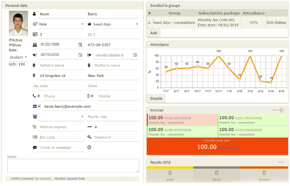 Software for martial art school management and attendance tracking ...